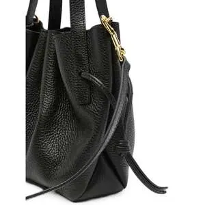 Yuzefi Pebbled Leather Drawstring Tote Bag - Black