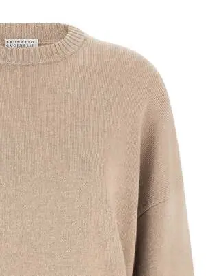 Brunello Cucinelli Cashmere Sweater With Removable Monile Silk Cuffs