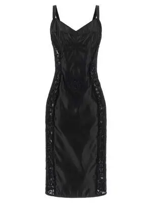Dolce & Gabbana Corsetry Lace And Satin Midi Dress - Black