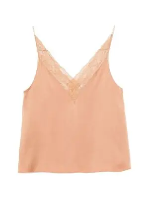 FORTE_FORTE Lace Trim V-neck Top - Multicolor