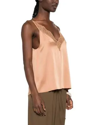 FORTE_FORTE Lace Trim V-neck Top - Multicolor