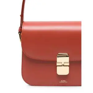 A.p.c. Leather Shoulder Bag With Gold-tone Hardware - Orange