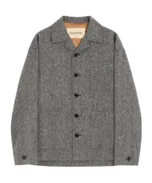 Valentino Garavani Shirt Jacket In Boutonné Wool With Vgold