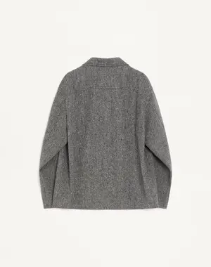 Valentino Garavani Shirt Jacket In Boutonné Wool With Vgold