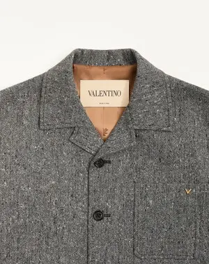 Valentino Garavani Shirt Jacket In Boutonné Wool With Vgold