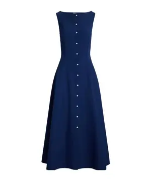 Polo Ralph Lauren Boat-neck Buttoned Maxi Dress - Blue