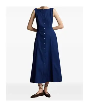 Polo Ralph Lauren Boat-neck Buttoned Maxi Dress