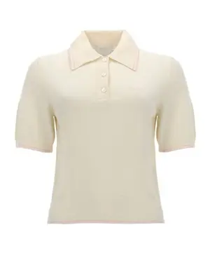 A.p.c. Short-sleeved Knitted Polo Top - Nude