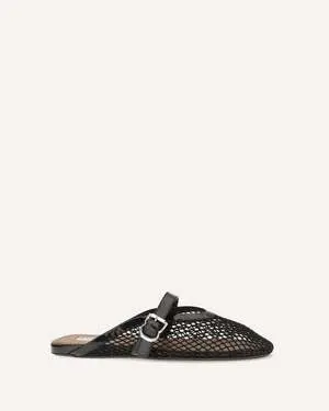 Alaïa Mesh Mules With Patent Leather Trim - Black