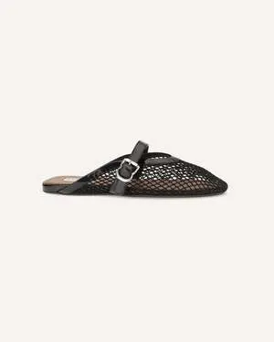 Alaïa Mesh Mules With Patent Leather Trim - Black