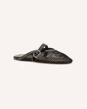 Alaïa Mesh Mules With Patent Leather Trim - Black