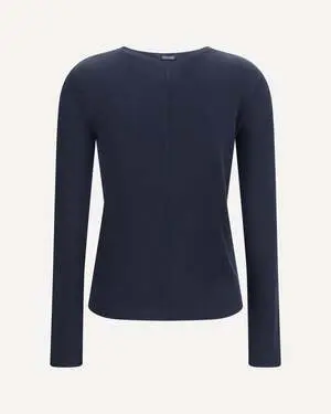 Max Mara Ribbed Long Sleeve Crewneck Sweater - Blue