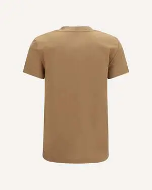 Max Mara Papaia Cotton T-shirt With Monogram Pocket - Beige