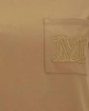 Max Mara Papaia Cotton T-shirt With Monogram Pocket - Beige