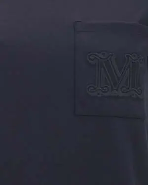 Max Mara Papaia Cotton T-shirt With Monogram Pocket - Black