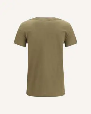 Max Mara Papaia Cotton T-shirt With Monogram Pocket - Khaki