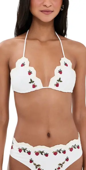 Sea Bindi Strawberry Scallop Bikini Top - Cream