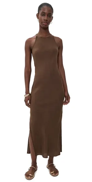 JAMES PERSE Sleeveless Boat Neck Linen Dress