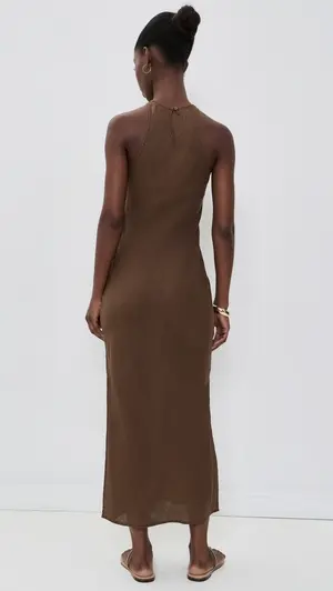 JAMES PERSE Sleeveless Boat Neck Linen Dress