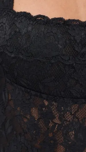 Cosabella Long Sleeve Lace Teddy Thong Bodysuit