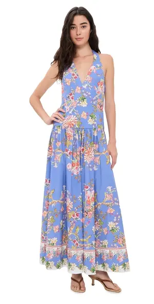 Hemant & Nandita Floral Print Halterneck Maxi Dress