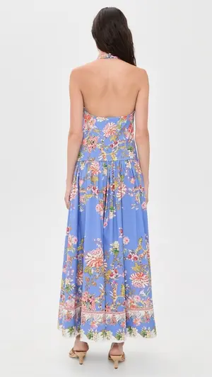 Hemant & Nandita Floral Print Halterneck Maxi Dress