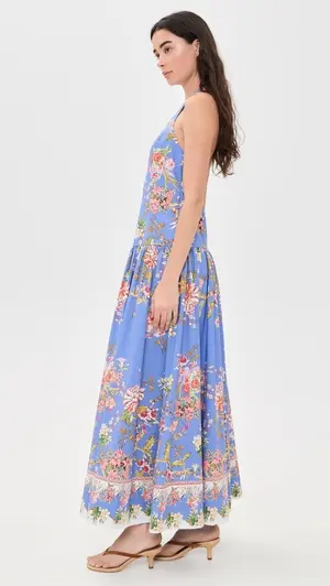 Hemant & Nandita Floral Print Halterneck Maxi Dress