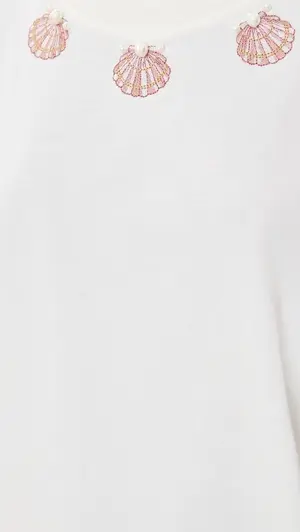 Farm Rio Seashell Embroidered Tee