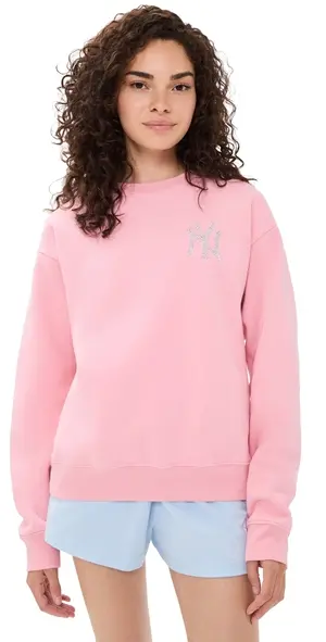 SPORTY & RICH Yankees Krystal Crew Neck Sweatshirt