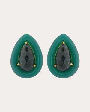 BOHÈME BY VÉRO Onyx & Malachite Drop Earrings - Green
