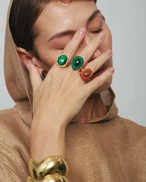 BOHÈME BY VÉRO Onyx & Malachite Large Drops Ring