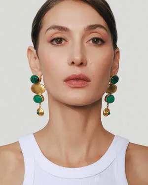 BOHÈME BY VÉRO Onyx & Malachite Istanbul Drop Earrings