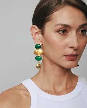 BOHÈME BY VÉRO Onyx & Malachite Istanbul Drop Earrings