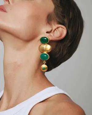 BOHÈME BY VÉRO Onyx & Malachite Istanbul Drop Earrings