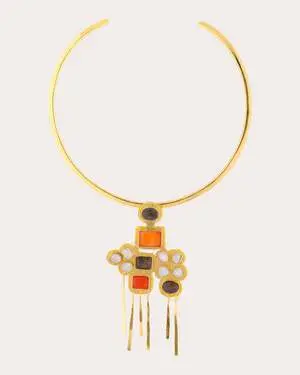 BOHÈME BY VÉRO Bronzite & Moonstone Nefertiti Collar Necklace - Gold