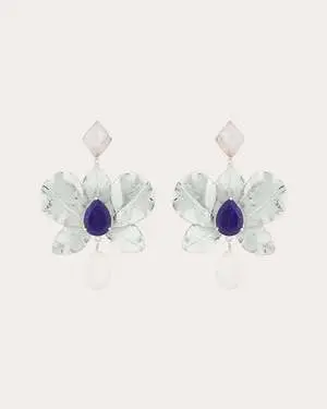 BOHÈME BY VÉRO Orchidea Earrings With Moonstone And Lapis Lazuli - Silver