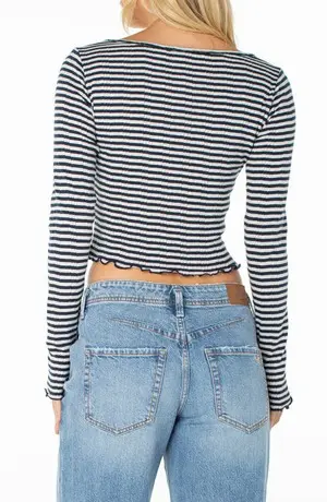 Roxy Waterside Stripe Cotton Pointelle Crop T-shirt