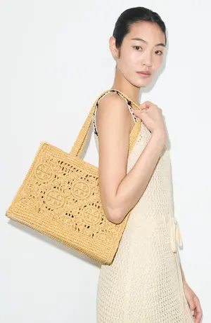 Tory Burch T Monogram Crochet Small Tote