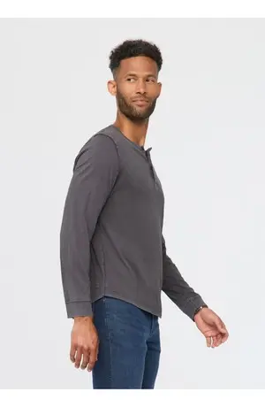 DUER Purepima Vintage Henley - Washed-grey