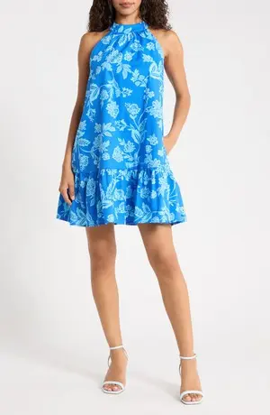 SUGARLIPS Della Floral Print Sleeveless Mini Dress