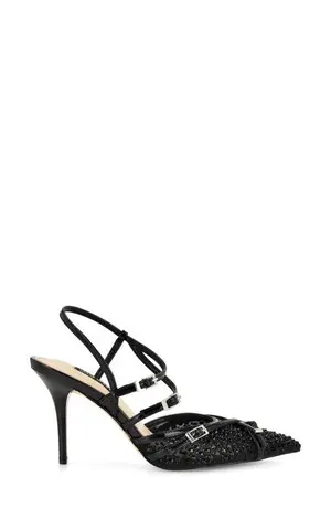 Nine West Pertee Embellished Ankle Strap Pumps - Black