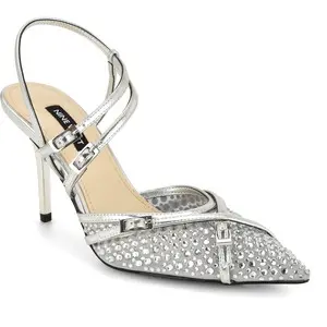 Nine West Pertee Crystal Embellished Ankle Strap Pump - Sil01