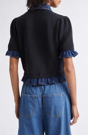 Cinq À Sept Shelly Denim Trim Sweater