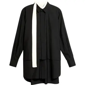 Sacai Long Sleeve Tiered Shirtdress - Black
