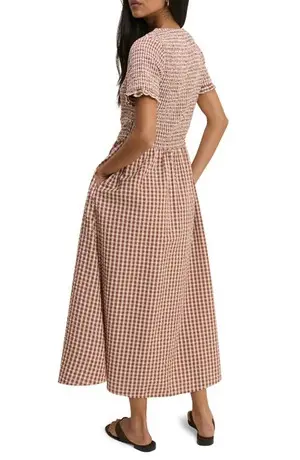 NOBODY'S CHILD Eliza Smocked Gingham Maxi Dress