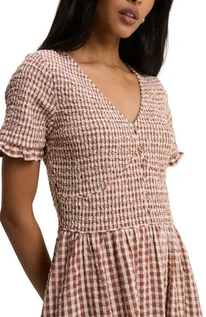 NOBODY'S CHILD Eliza Smocked Gingham Maxi Dress