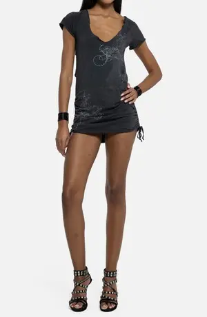 JADED LONDON Macramé Back Jersey Minidress