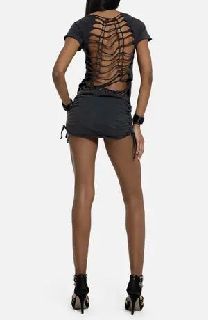 JADED LONDON Macramé Back Jersey Minidress