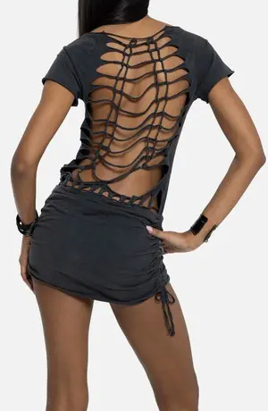 JADED LONDON Macramé Back Jersey Minidress