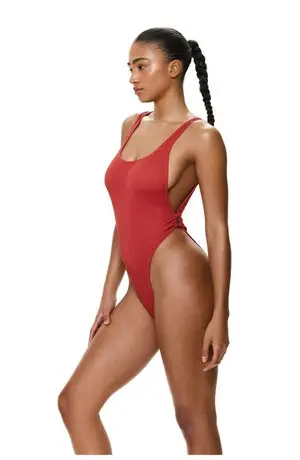 AU NATUREL BY GOTTEX Gottex Tubular High Leg Ring Detail One Piece